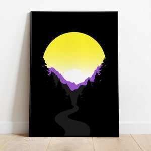 Non Binary Sunset Art Print Non Binary Poster Wall Art for | Etsy