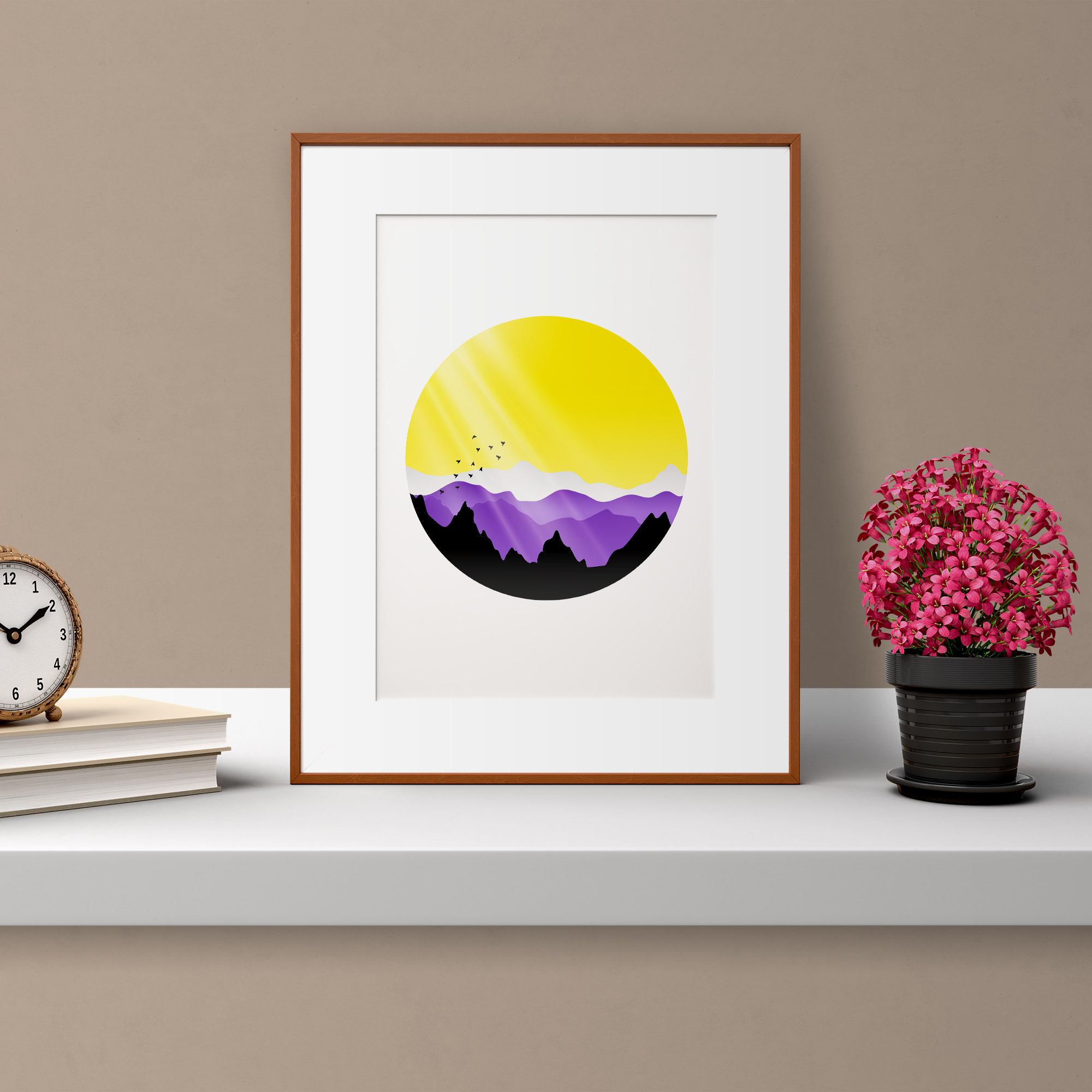 Nonbinary Art Print, Non Binary Pride Minimal Poster Wall Art, Non Binary Decor, Nonbinary NB ...