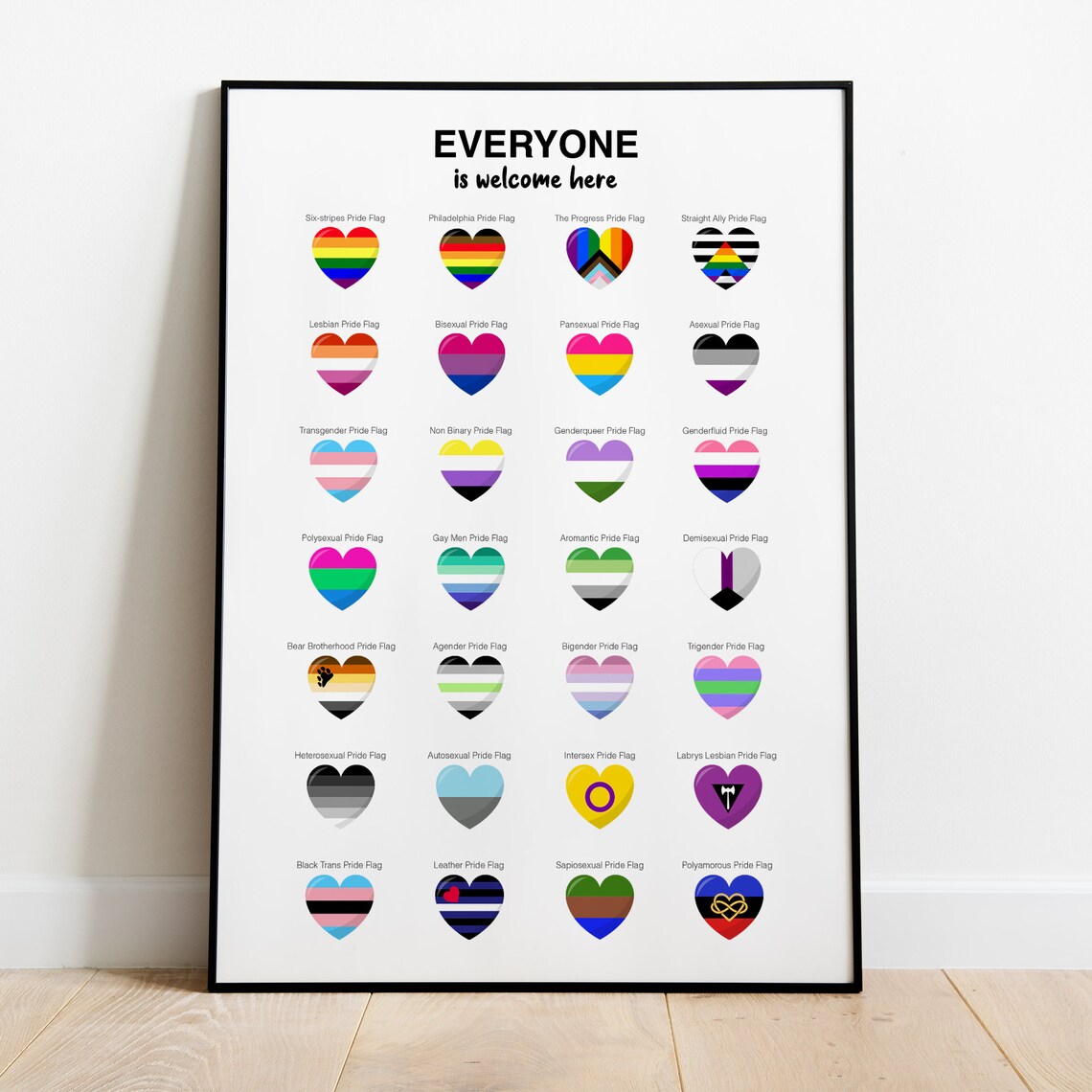 Everyone is Welcome Here LGBTQ Flags Art Print in This House - Etsy