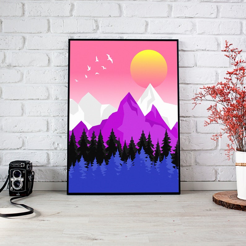 Genderfluid Landscape Art Print Gender Fluid Minimal Poster | Etsy