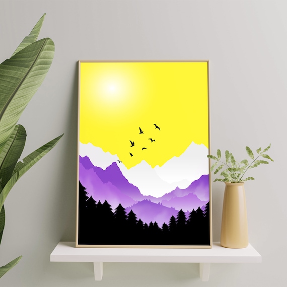 Non Binary Art Print Nonbinary Mountains Art Poster for Home - Etsy