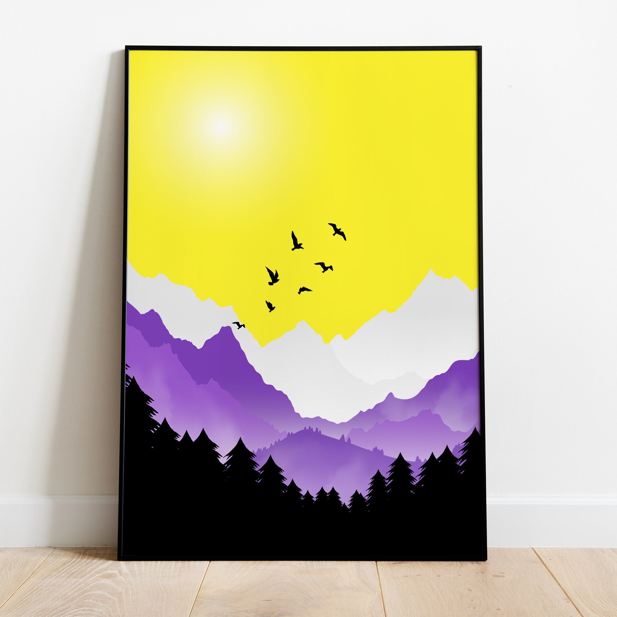 Non Binary Art Print, Nonbinary Mountains Art Poster for Home Decor ...