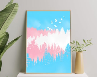 Transgender Landscape Art Print, Transgender Minimal Poster Wall Art ...