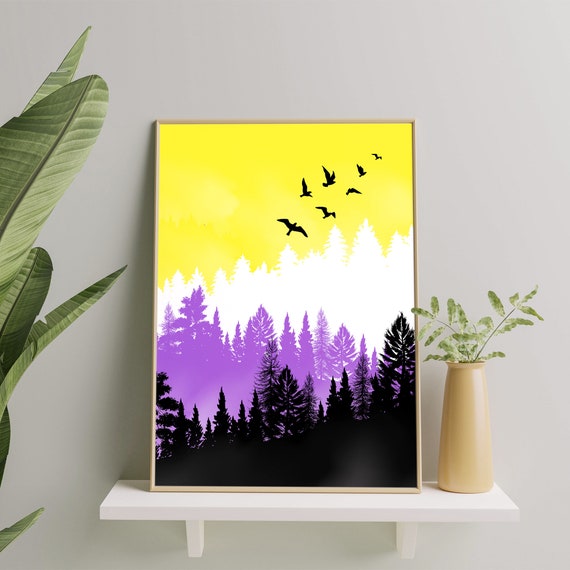 Non Binary Art Print Nonbinary Mountains Art Poster for Home - Etsy