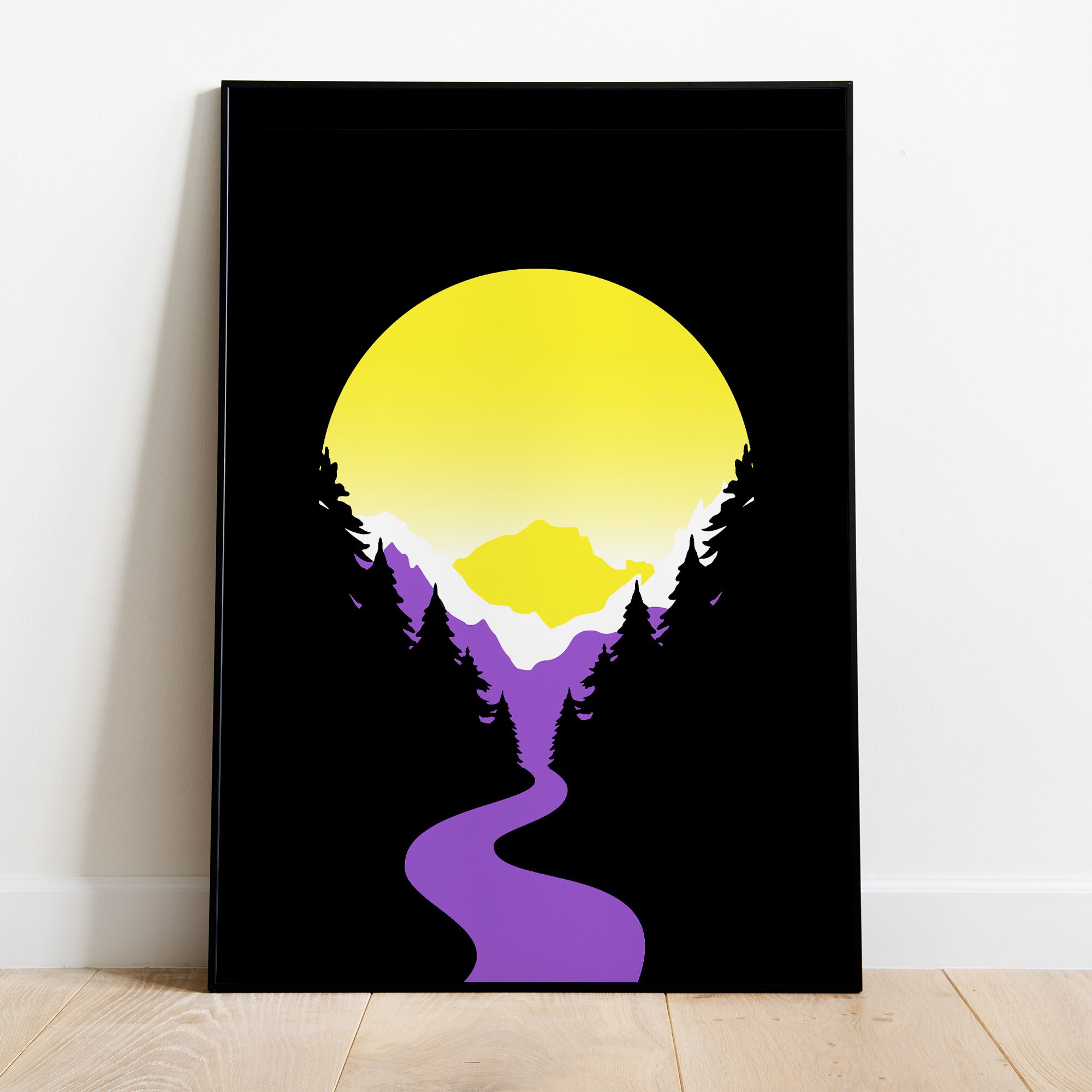 Non Binary Sunset Art Print, Non Binary Poster Wall Art for Home Decor ...