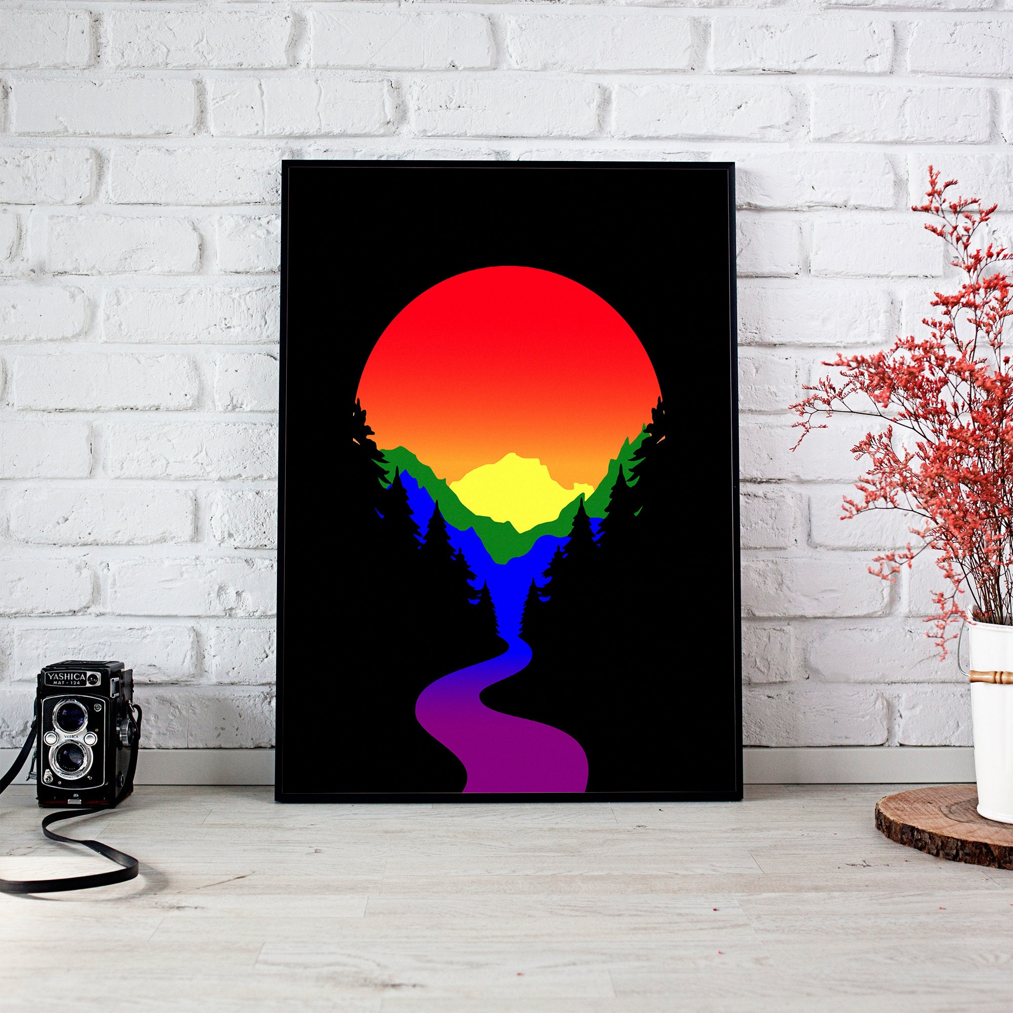 Rainbow Pride Sunset Art Print, Lgbt Pride Poster Wall Art for Home ...