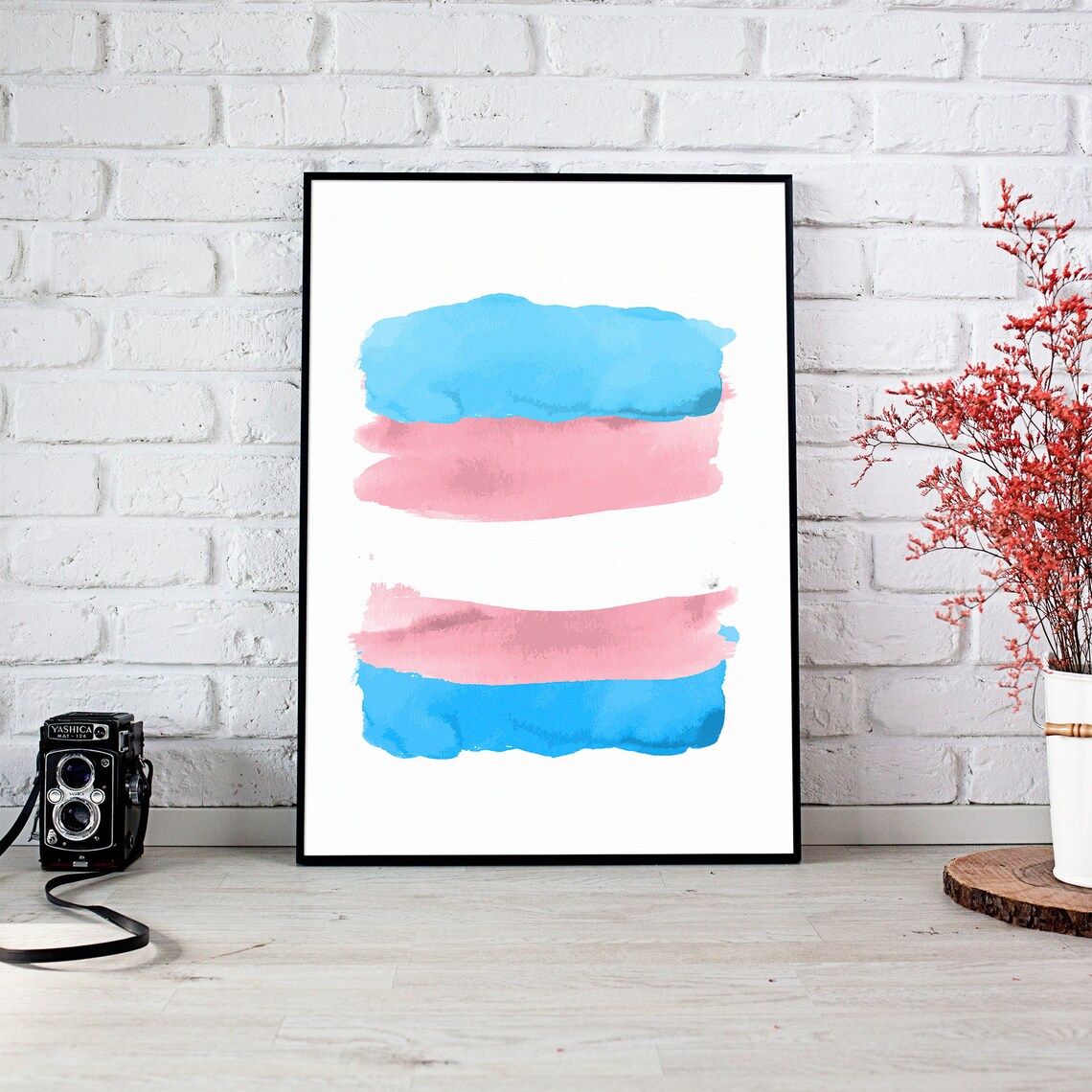 Transgender Pride Watercolor Flag Minimal Art Pint Poster | Etsy