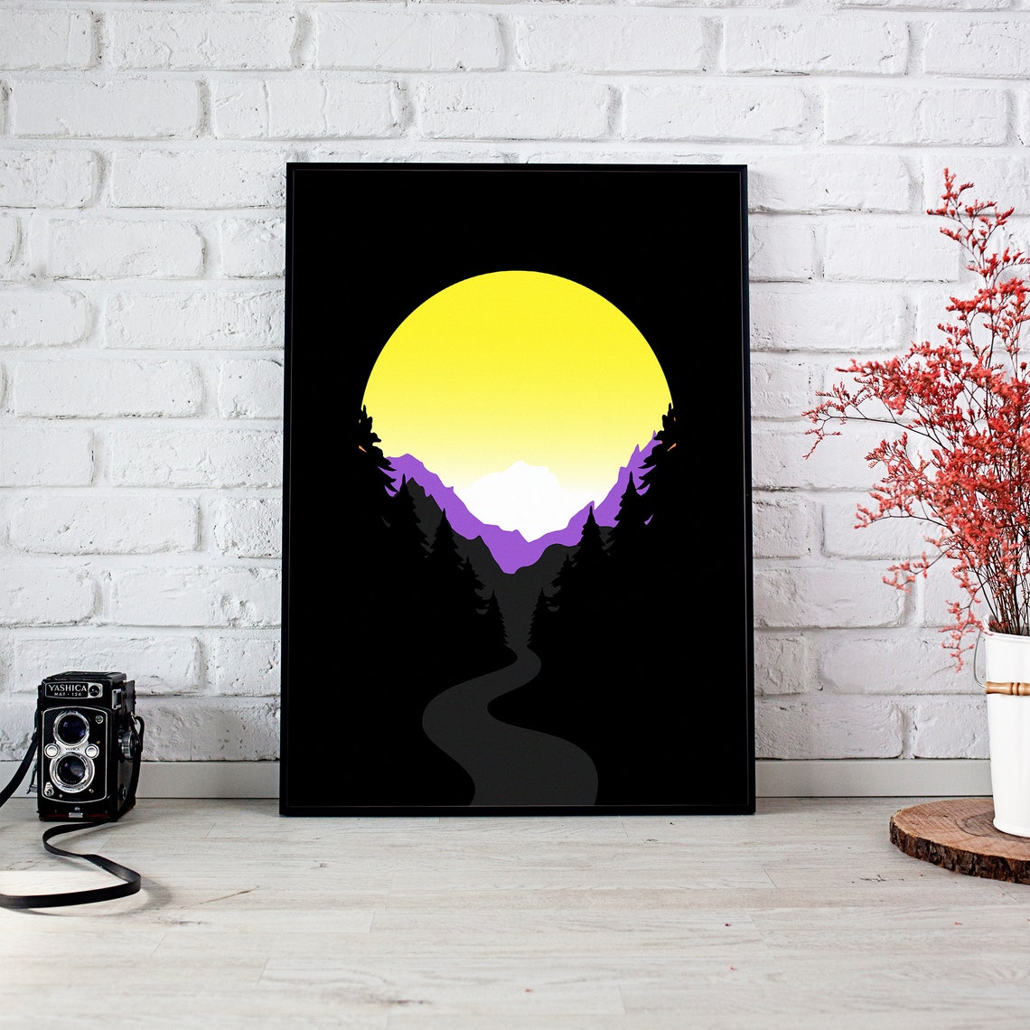 Non Binary Sunset Art Print Non Binary Poster Wall Art for | Etsy