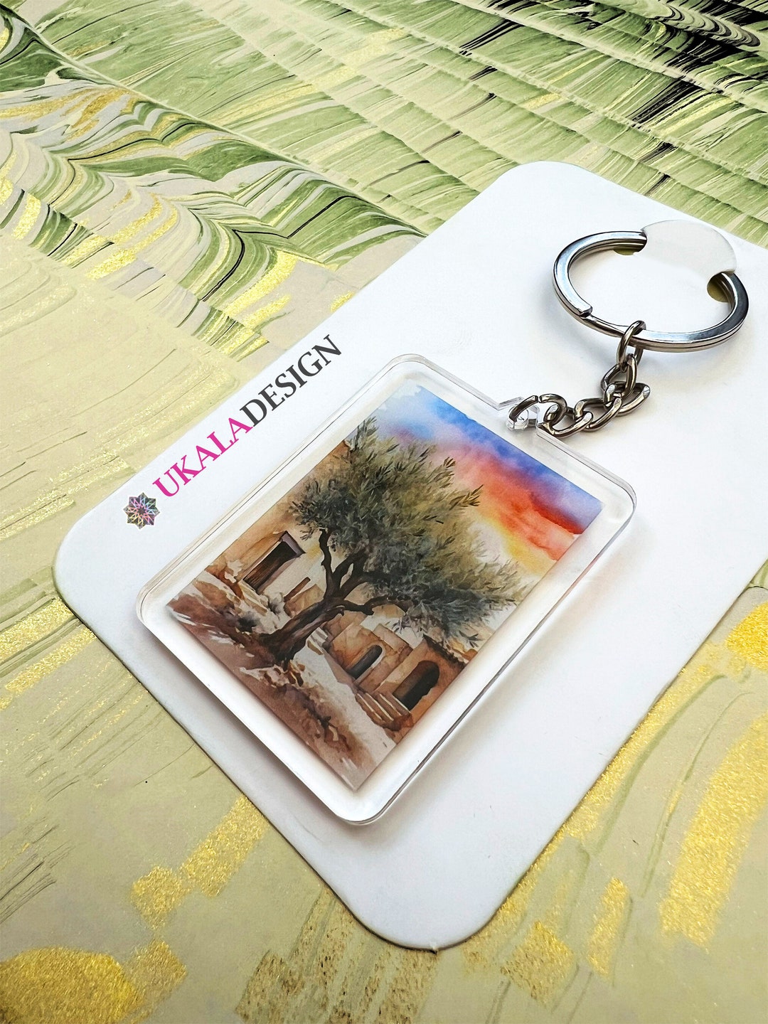 Olive Tree Keyring, Symbol of Palestine Keychain Jerusalem Old City ...