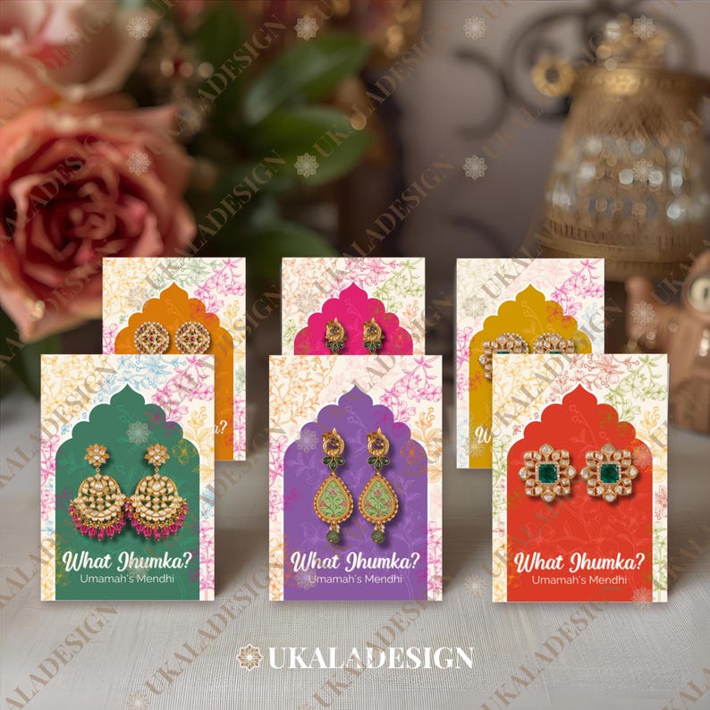 What Jhumka? Earring Cards - Mehrab-e-gul - Mehndi, Haldi & Pre-wedding ...
