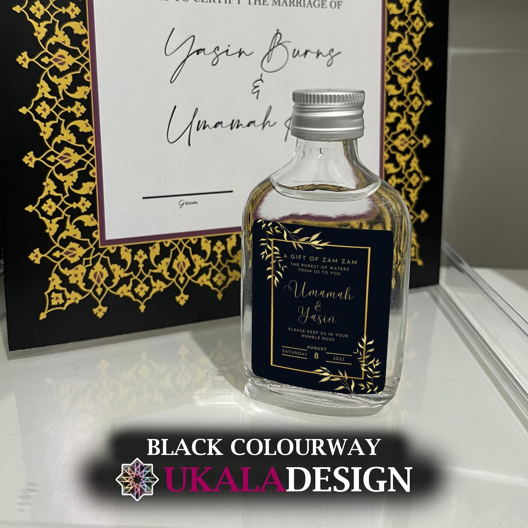 Black Customised Zam Zam Sticker for 50ml Water Bottle - Etsy