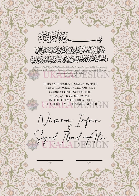 Nikah Certificate Template