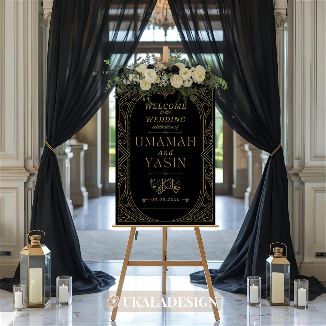 Black - Wedding Welcome Sign – Personalised Foamboard for Reception ...