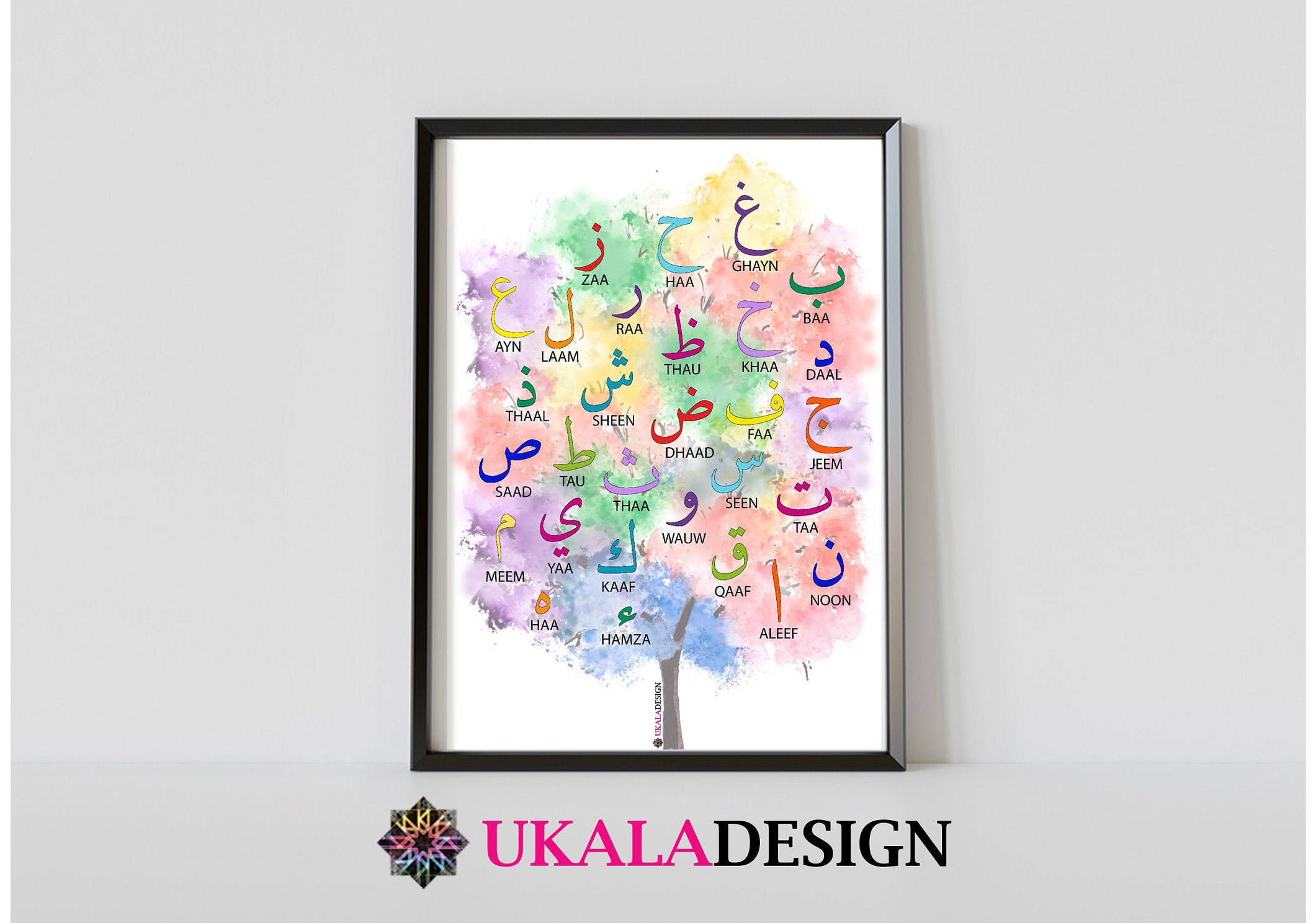 Arabic Alphabet Nursey Print Islamic Art for Children Baby Shower Gift ...