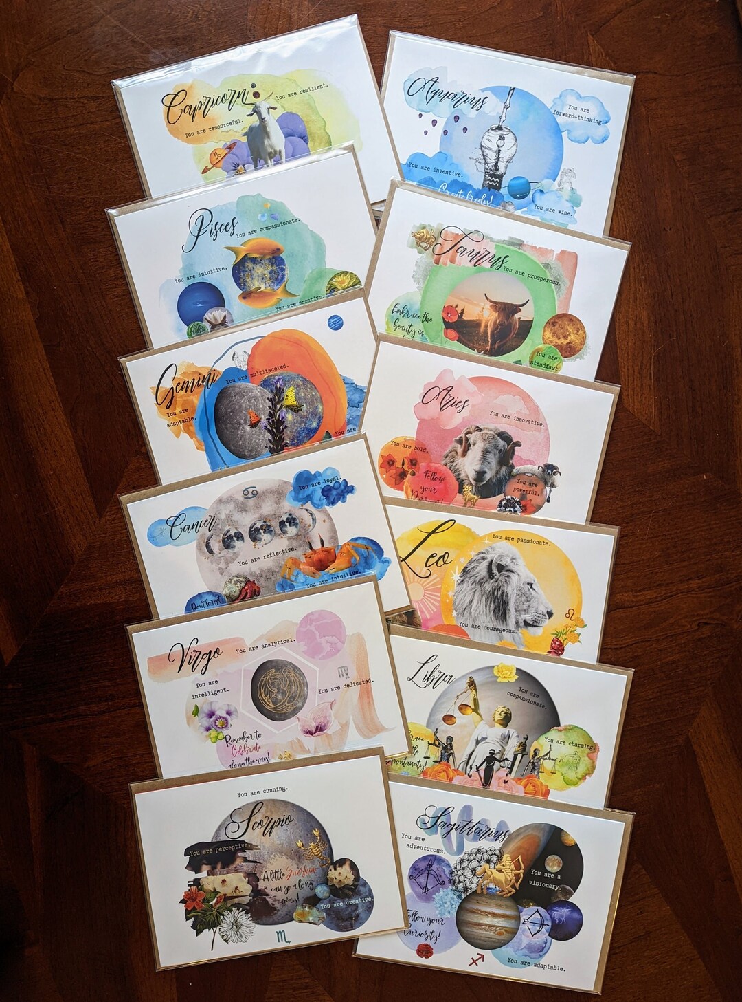 12 Cards! Zodiac Collage Birthday Cards Collection - Etsy