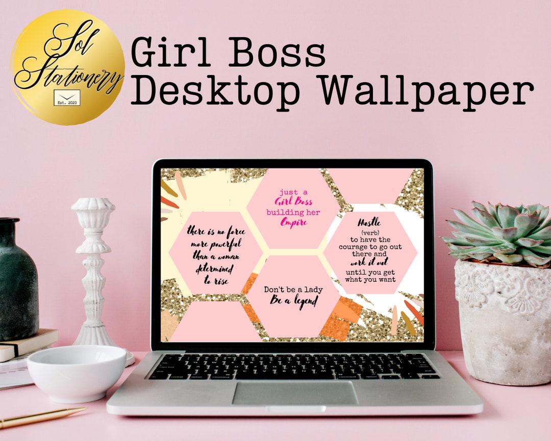 Girl Boss Quotes Desktop Wallpaper, Set of Four Computer Background ...
