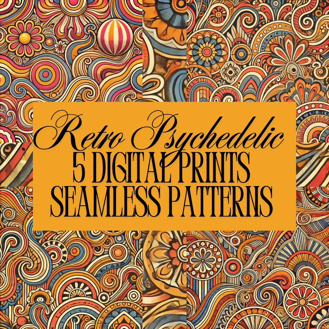 Retro 70s Psychedelic Swirl Pattern: Groovy Boho Digital Paper - Etsy