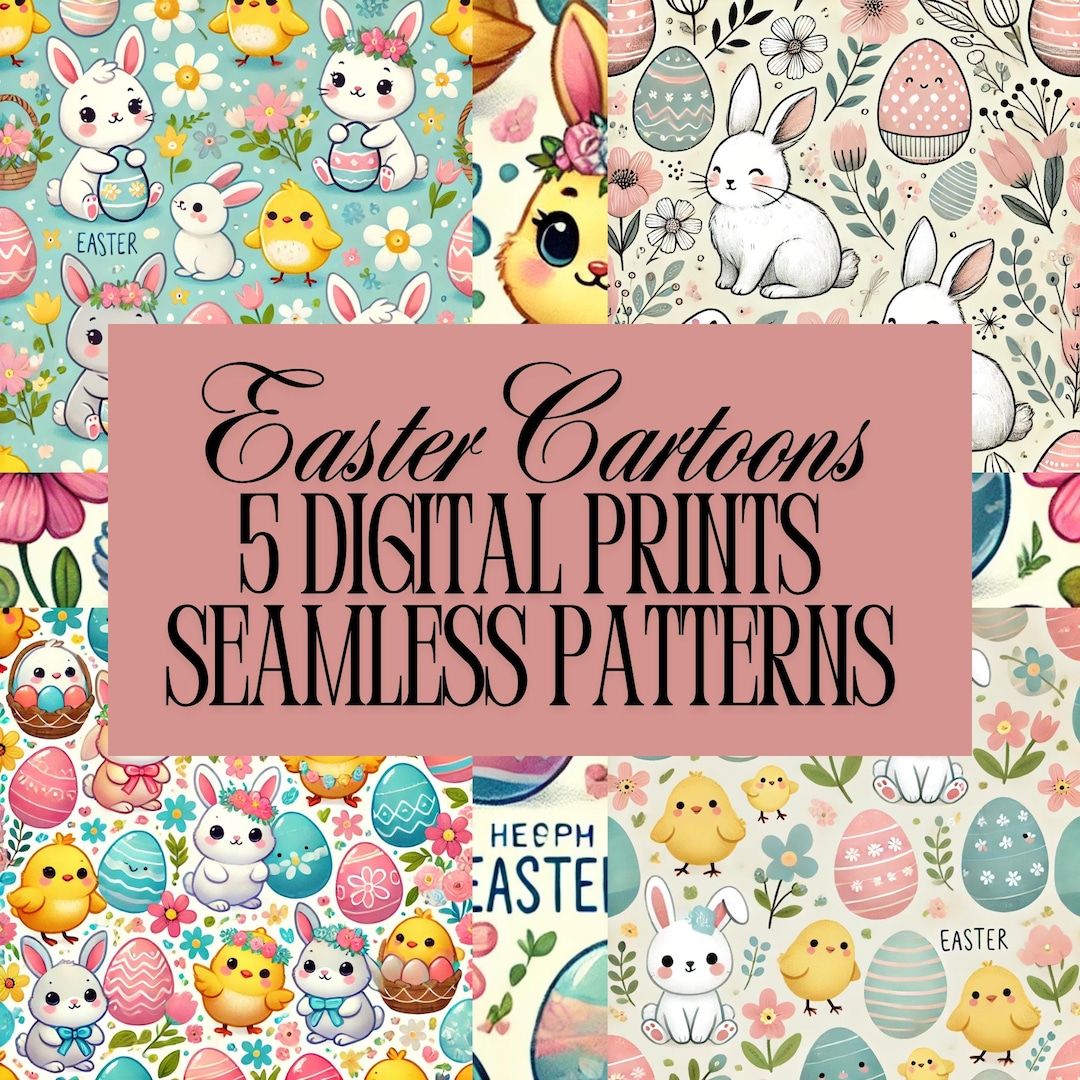 Cute Easter Digital Paper Seamless Easter Pattern Bunny & Chick Spring ...