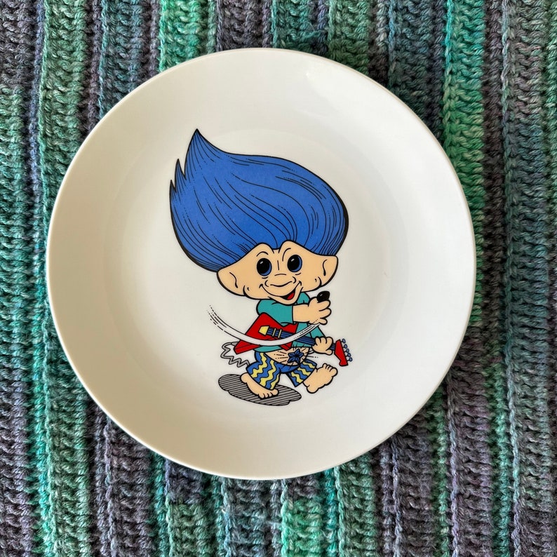 Trolls Collectible Plate Blue Hair Troll W/guitar 90s Ace Novelty ...