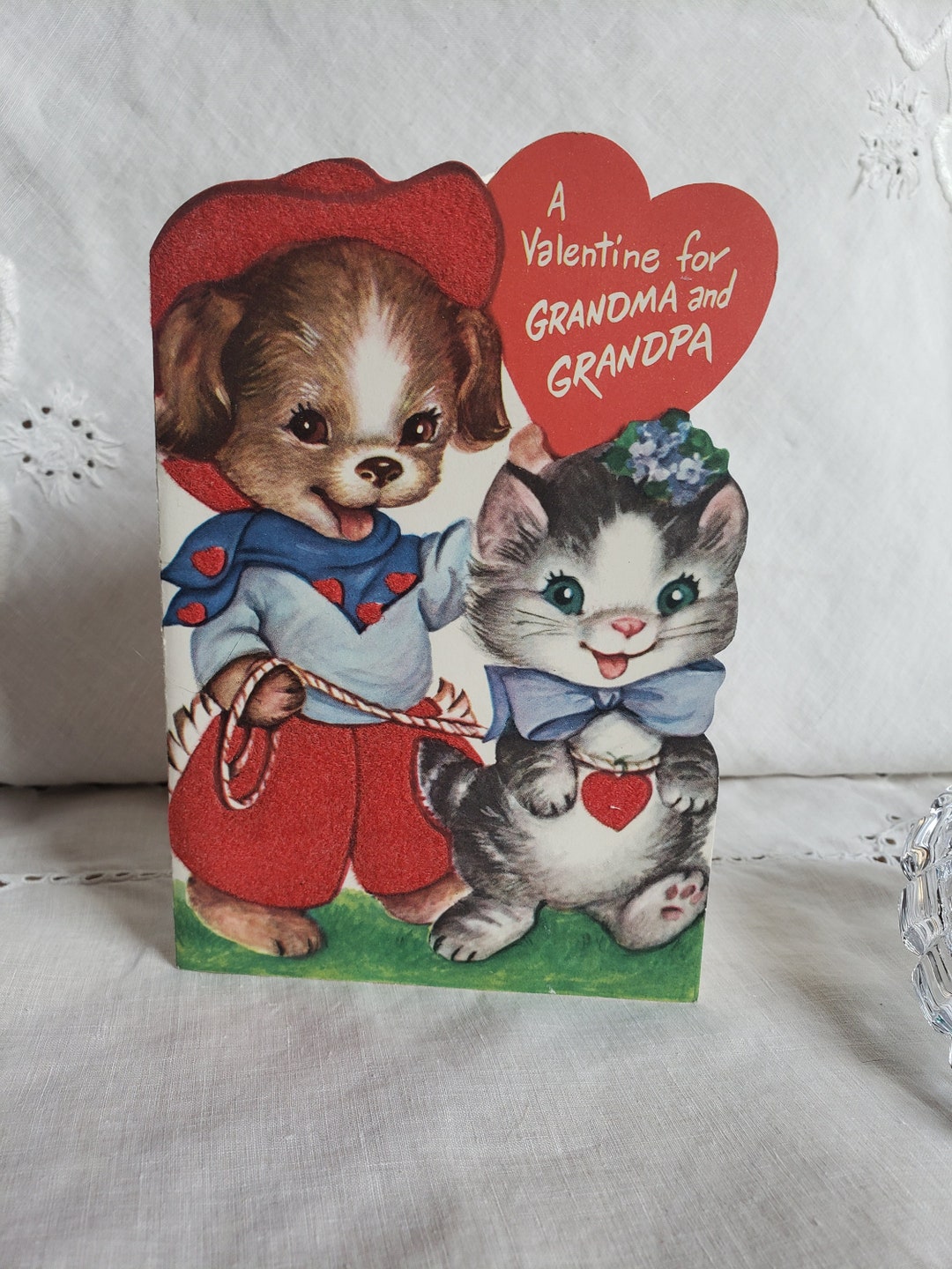 1950 Rust Craft Vintage Valentine Card for Grandma & Grandpa - Velvet ...