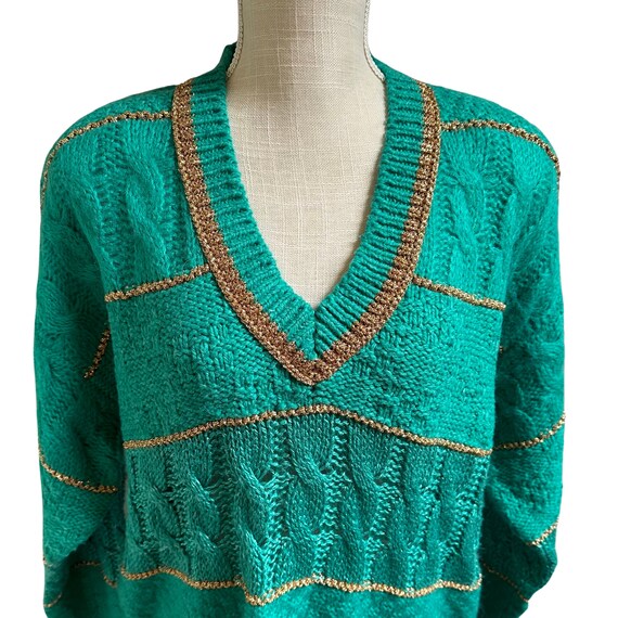 Wool Blend sweater mixed knit gold stripes Never been… - Gem