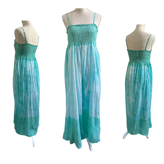 Boho dress Halter top Spaghetti Strap Turquoise tie d… - Gem