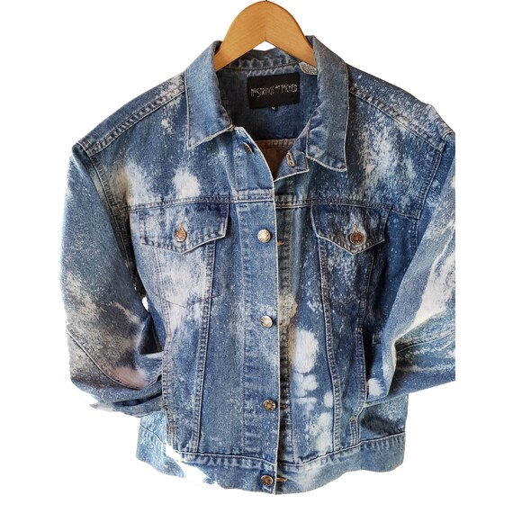 Jean Jacket M 80s vintage denim bleach splattered li… - Gem
