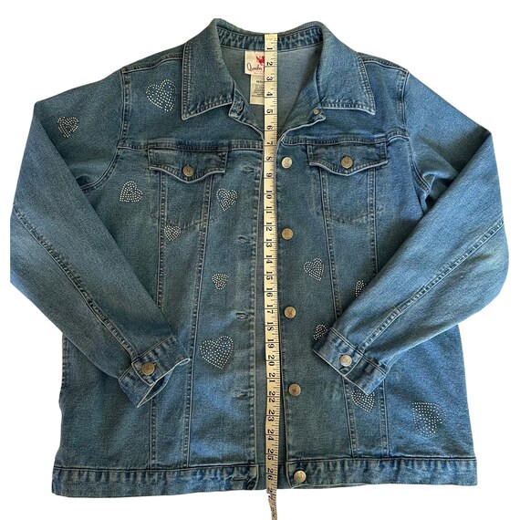 Jean Jacket M w/diamond hearts - 90's Quacker Factory… - Gem