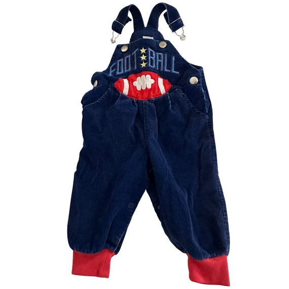 6mo Baby Overalls w/Football on front Blue Corduroy B… - Gem