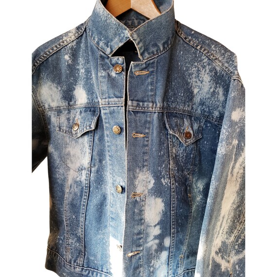 Jean Jacket M 80s vintage denim bleach splattered li… - Gem