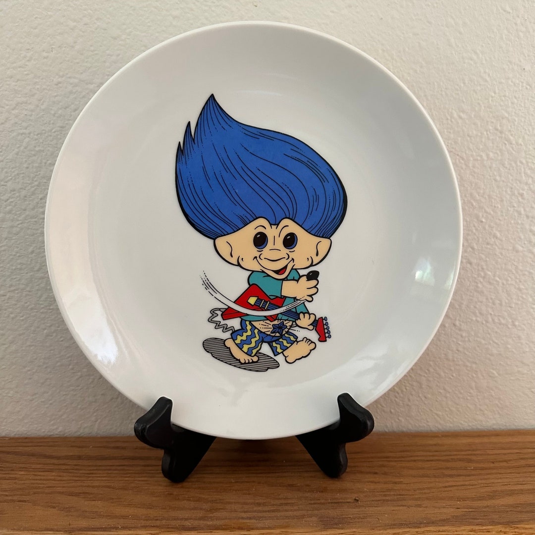 Trolls Collectible Plate Blue Hair Troll W/guitar 90s Ace Novelty ...