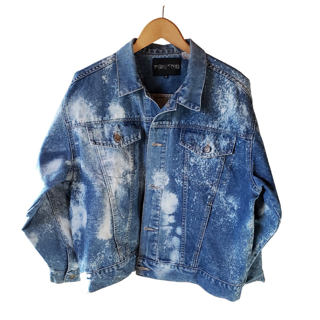 Denim Jacket M 80s bleach splattered lightly distressed - Made in ...