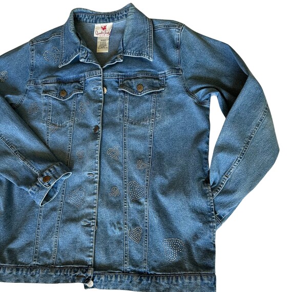 Jean Jacket M w/diamond hearts - 90's Quacker Factory… - Gem