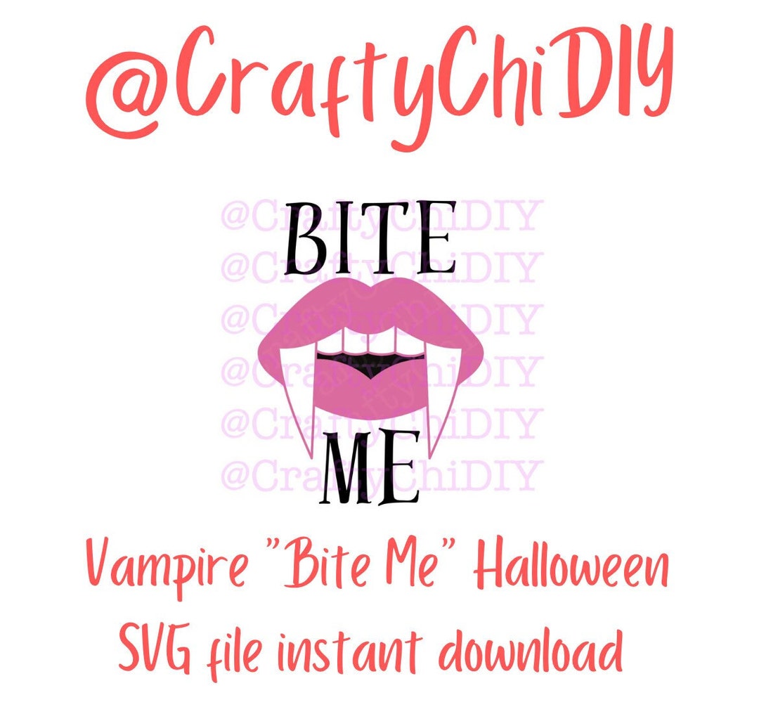 SVG Halloween Vampire Bite Me With Pink and Black. for Fall, Holiday ...
