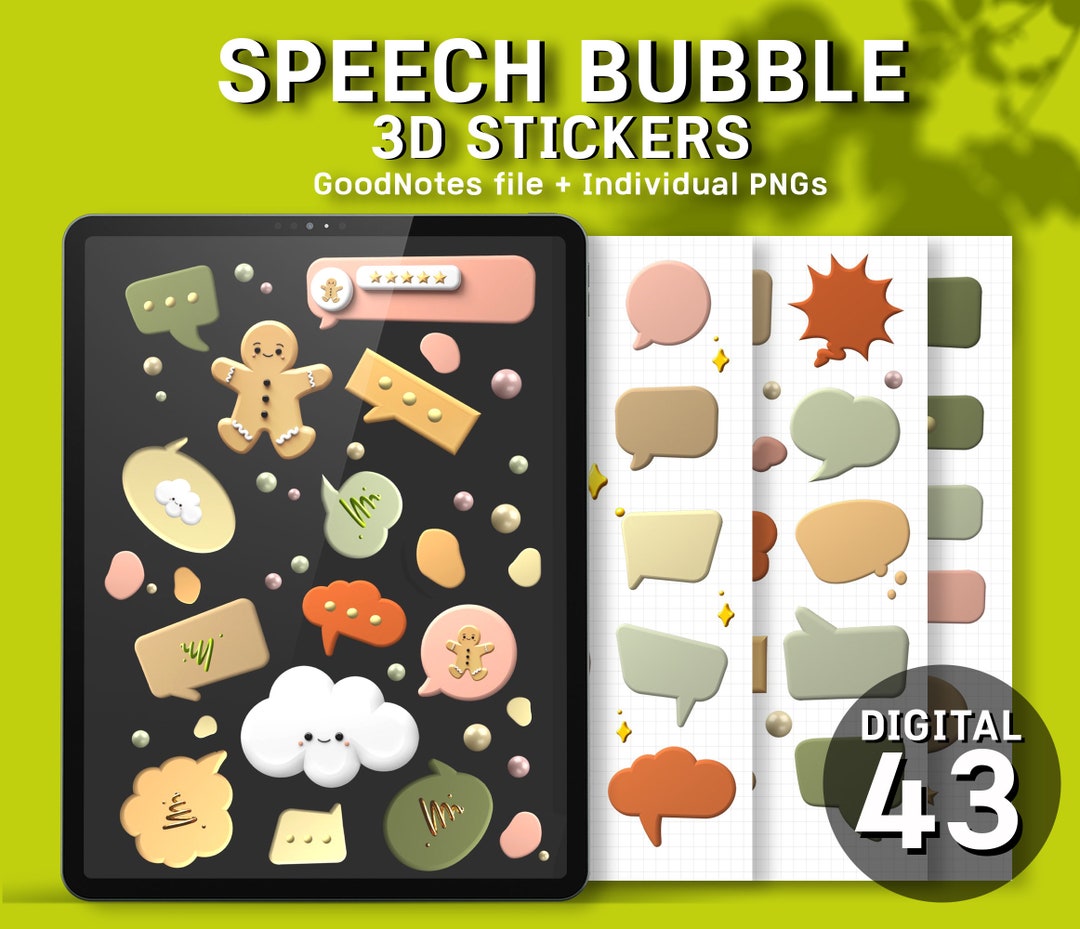 Speech Bubble Stickers Pre-cropped for Goodnotes, Digital Stickers ...