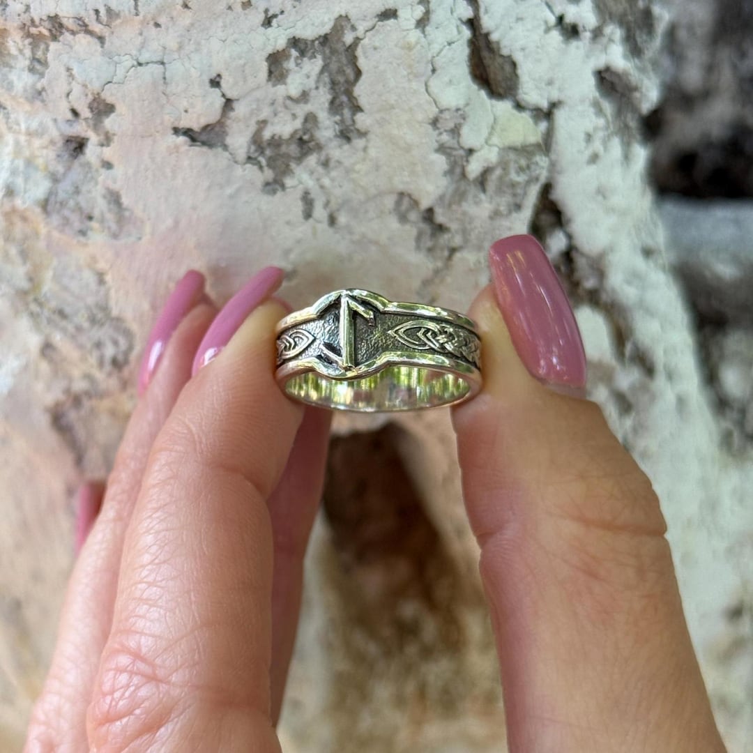 Eihwaz Rune Viking Ring • Norse Protection Ring • Elder Futhark Rune ...