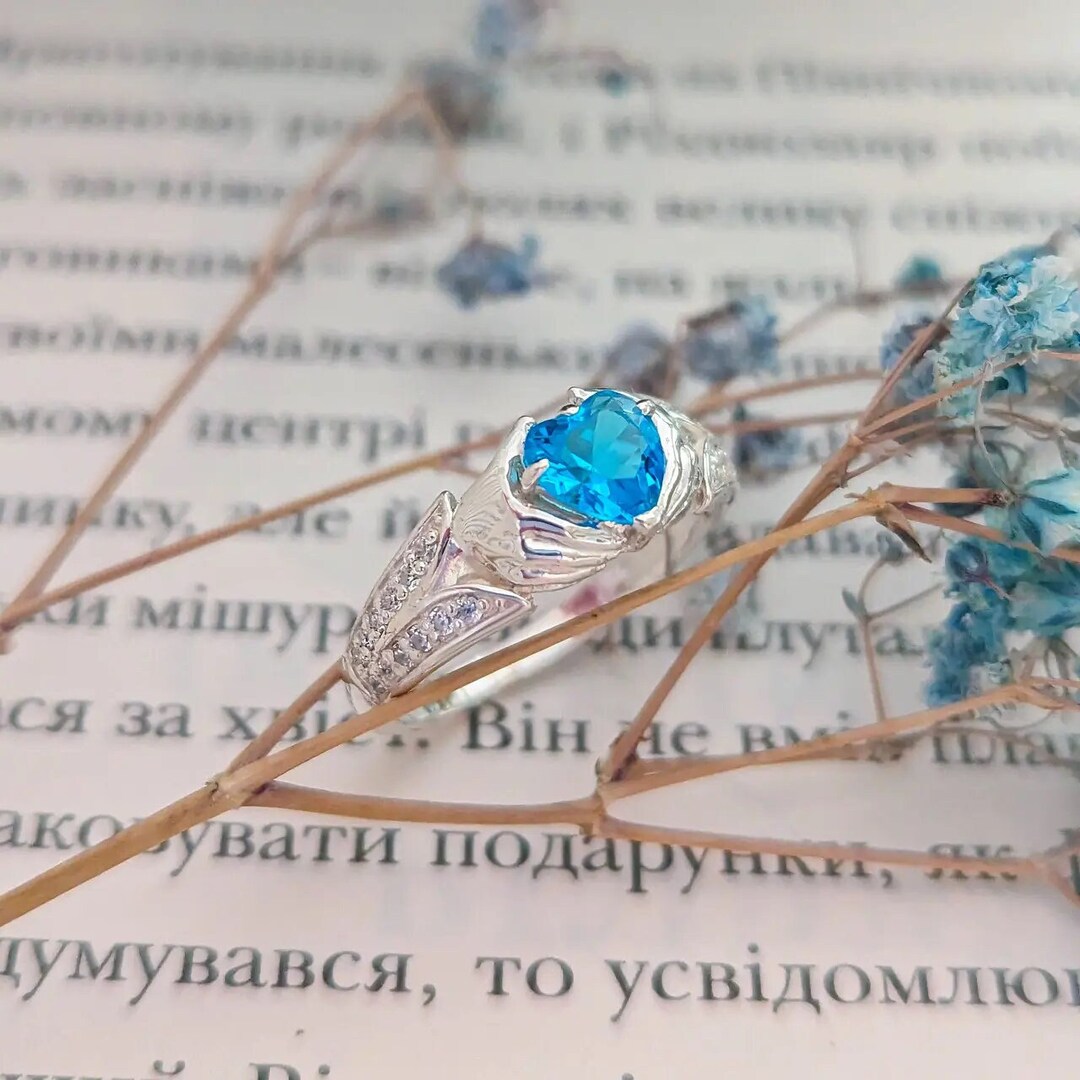 Blue Heart Irish Claddagh Silver Celtic Ring - Etsy