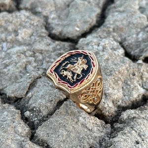 Archangel Saint George Signet Ring • Silver Protective Ring • Warrior ...