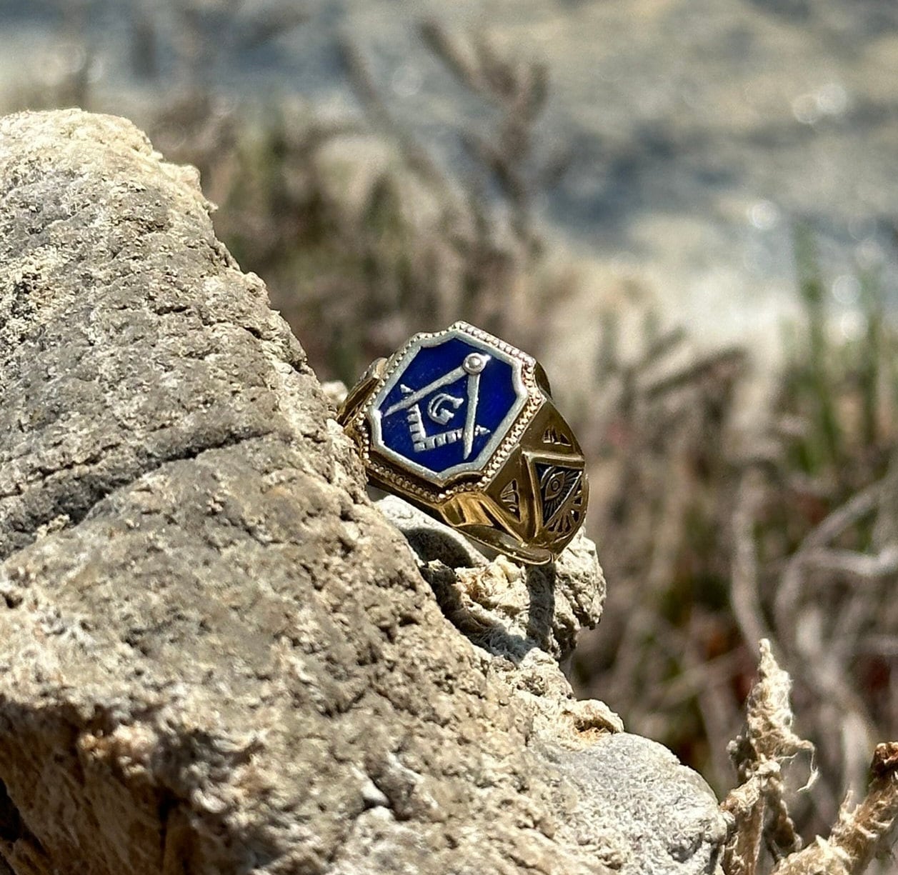 Men's Masonic Ring Handcrafted 925 Sterling Silver Freemason Master ...