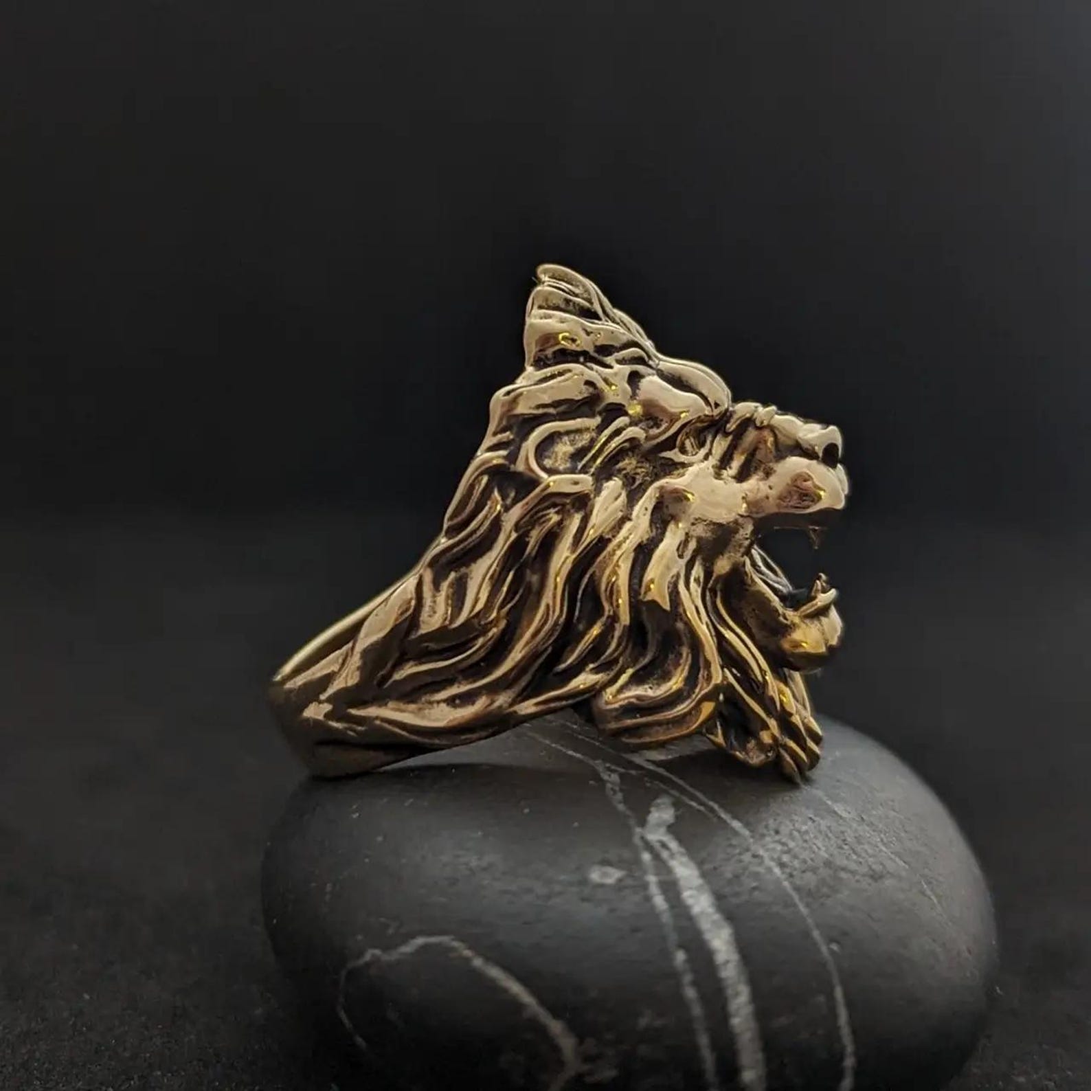 Lion Face Ring - Unique Lion Head Jewelry - Handcrafted Animal Ring for ...
