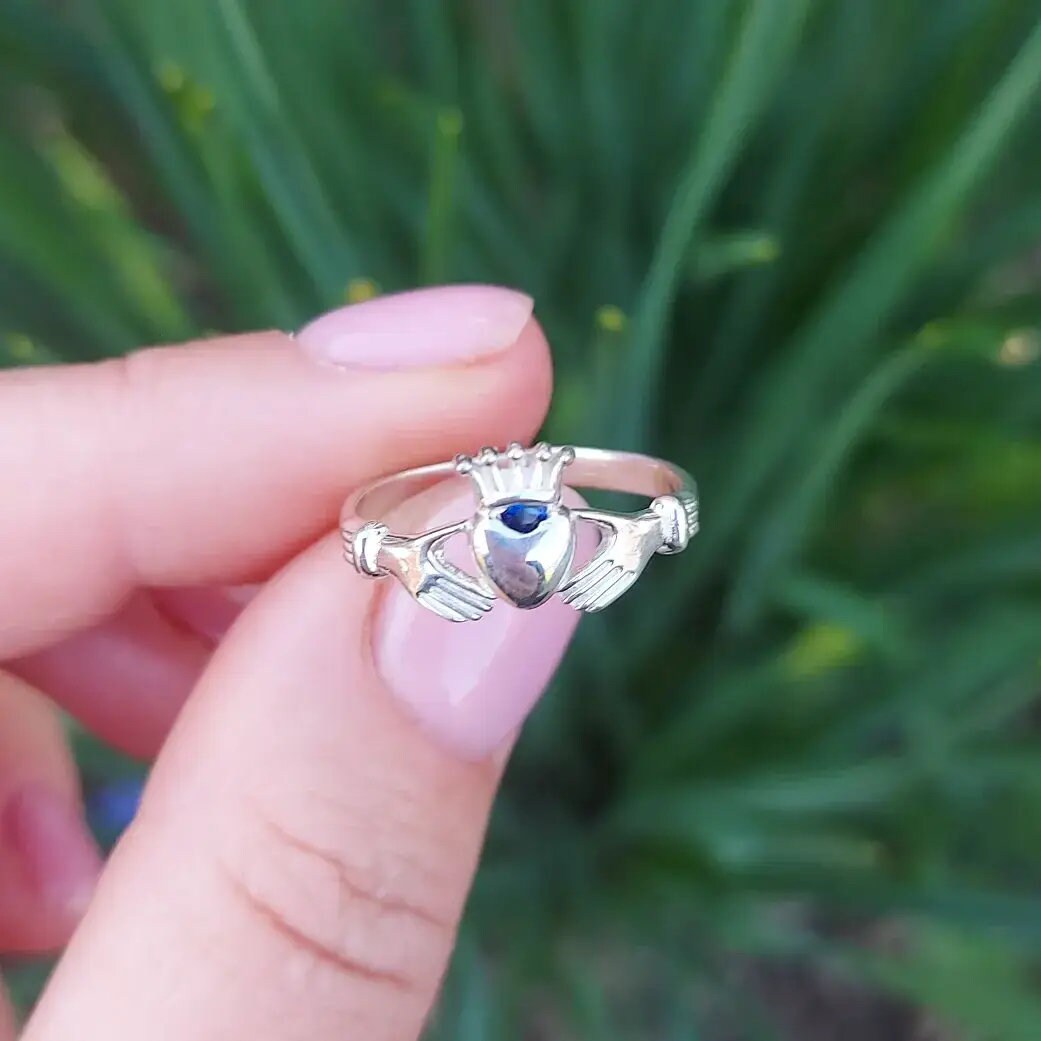 Crown Irish Gold Claddagh Silver Celtic Heart Ring - Etsy