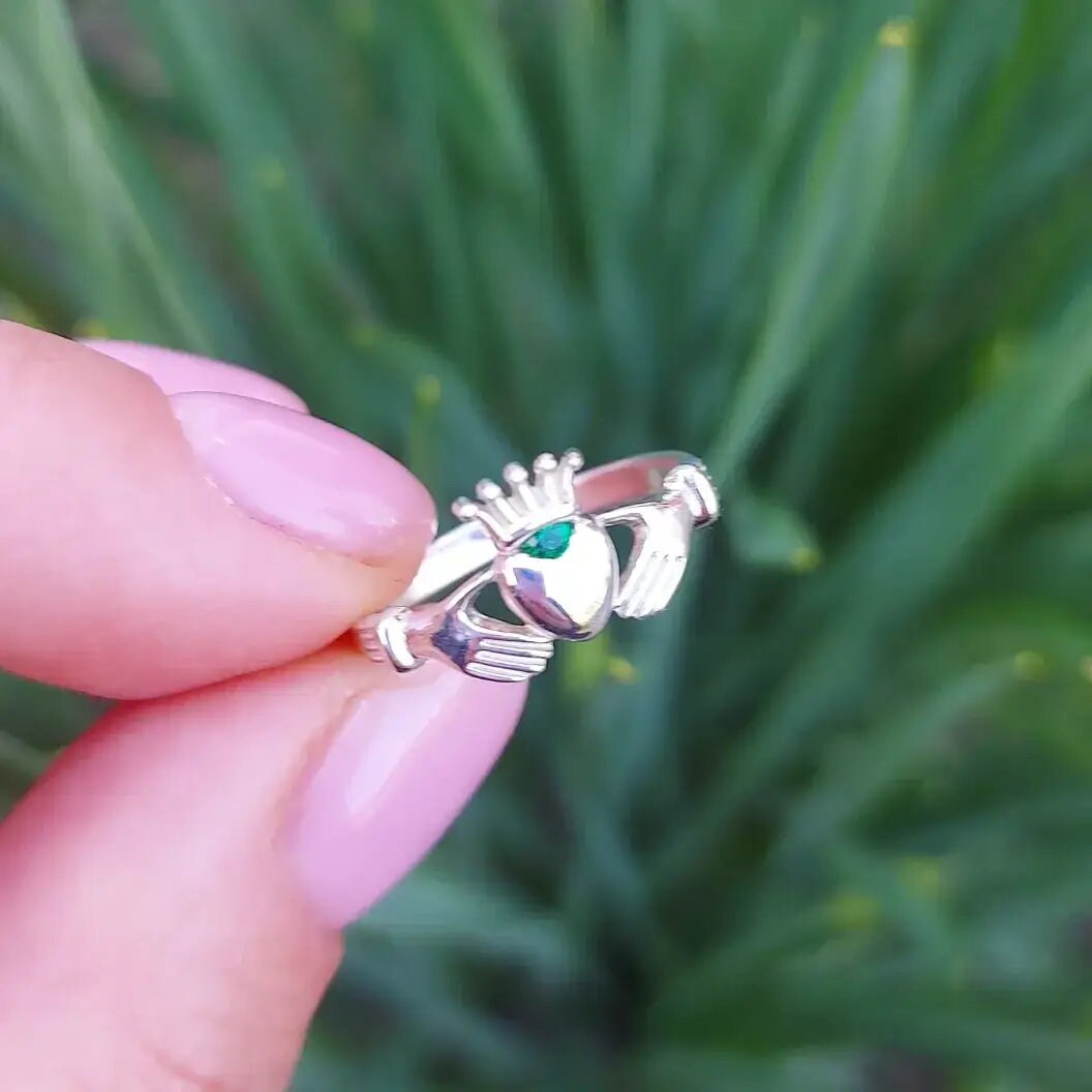 Crown Irish Gold Claddagh Silver Celtic Heart Ring - Etsy