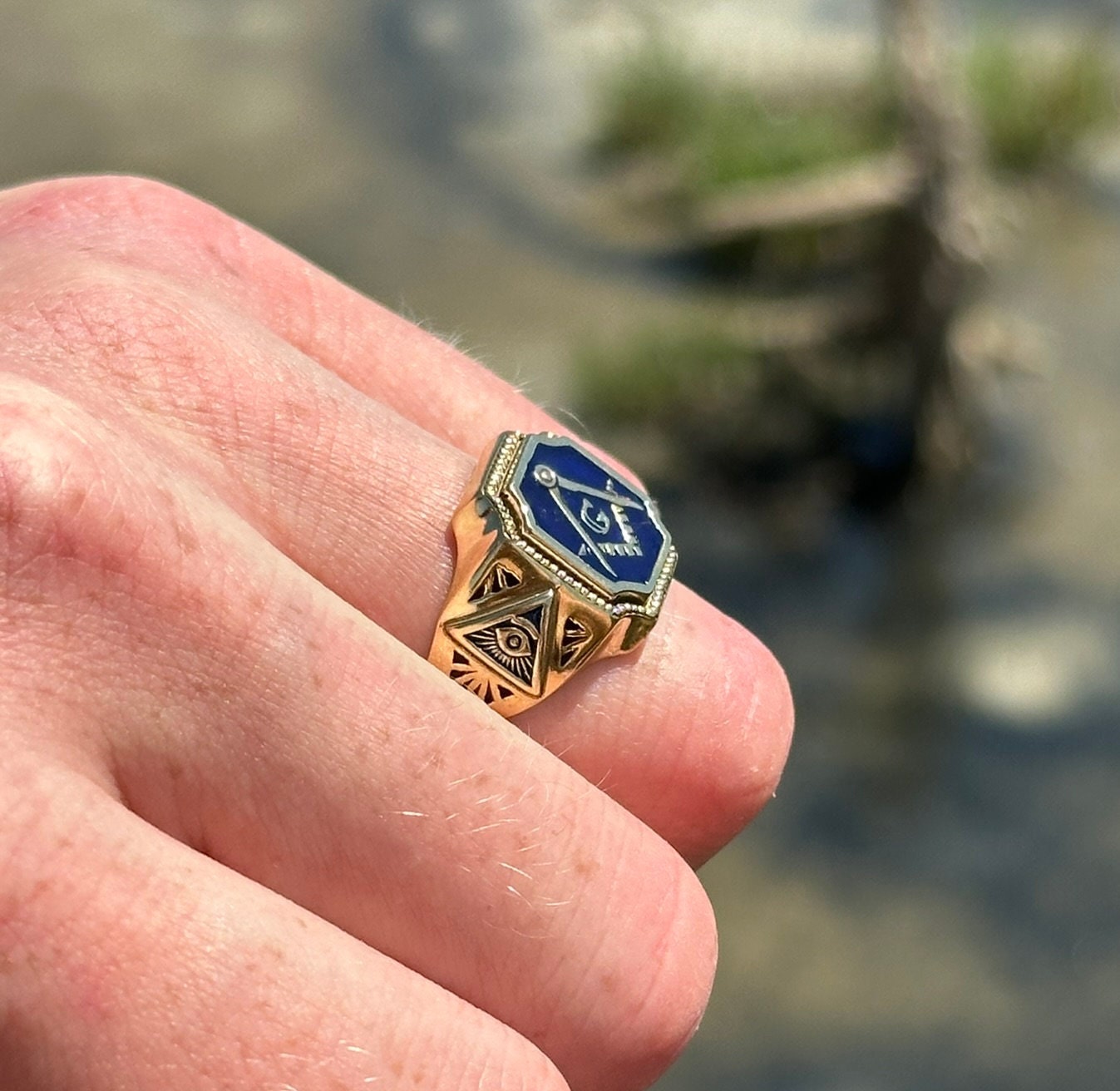 Men's Masonic Ring Handcrafted 925 Sterling Silver Freemason Master ...