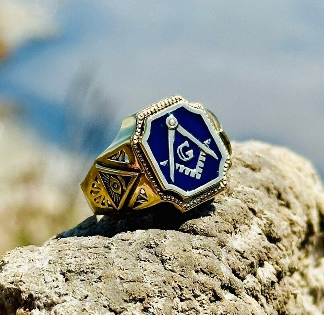 Men's Masonic Ring - Handcrafted 925 Sterling Silver Freemason Master ...