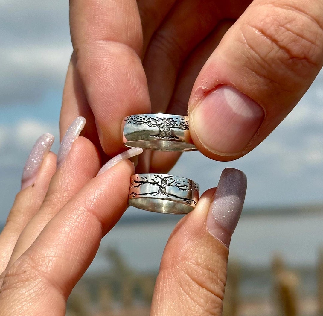 Viking Wedding Ring Set Viking Engagement Ring Yggdrasil Tree of Life Ring Wedding Ring Set - Etsy