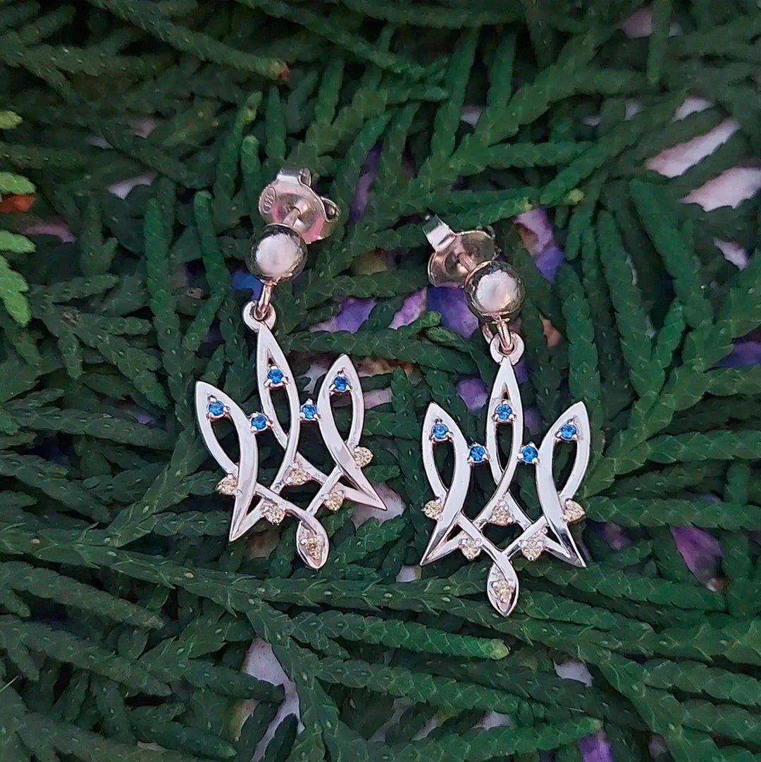 Ukrainian Trident Earrings and Trident Pendant Set Ukrainian Jewelry - Etsy