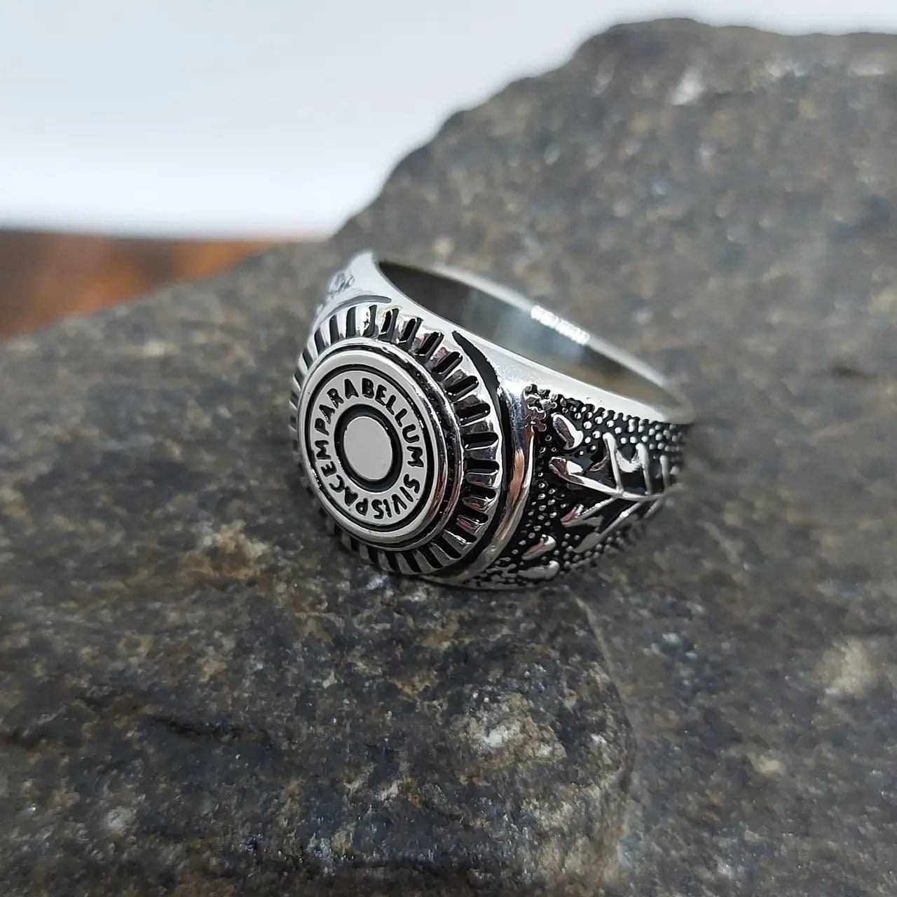 Si Vis Pacem, Para Bellum Bullet Ring • Latin Quote Ring • Bullet Band ...