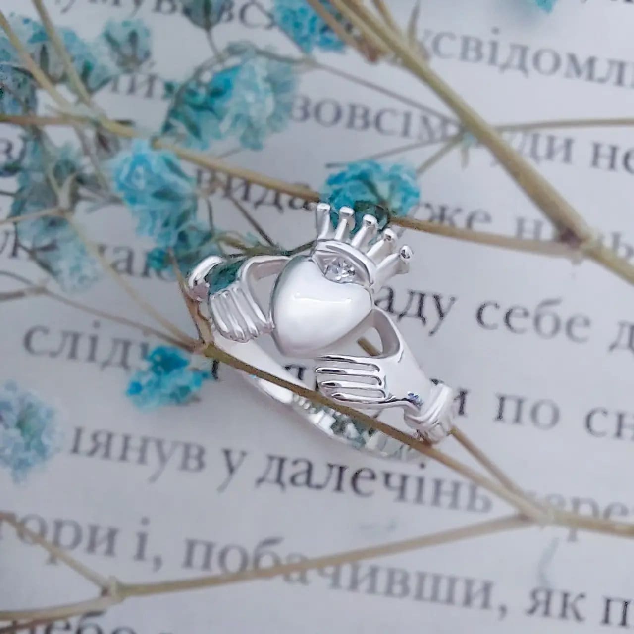 Crown Irish Gold Claddagh Silver Celtic Heart Ring - Etsy