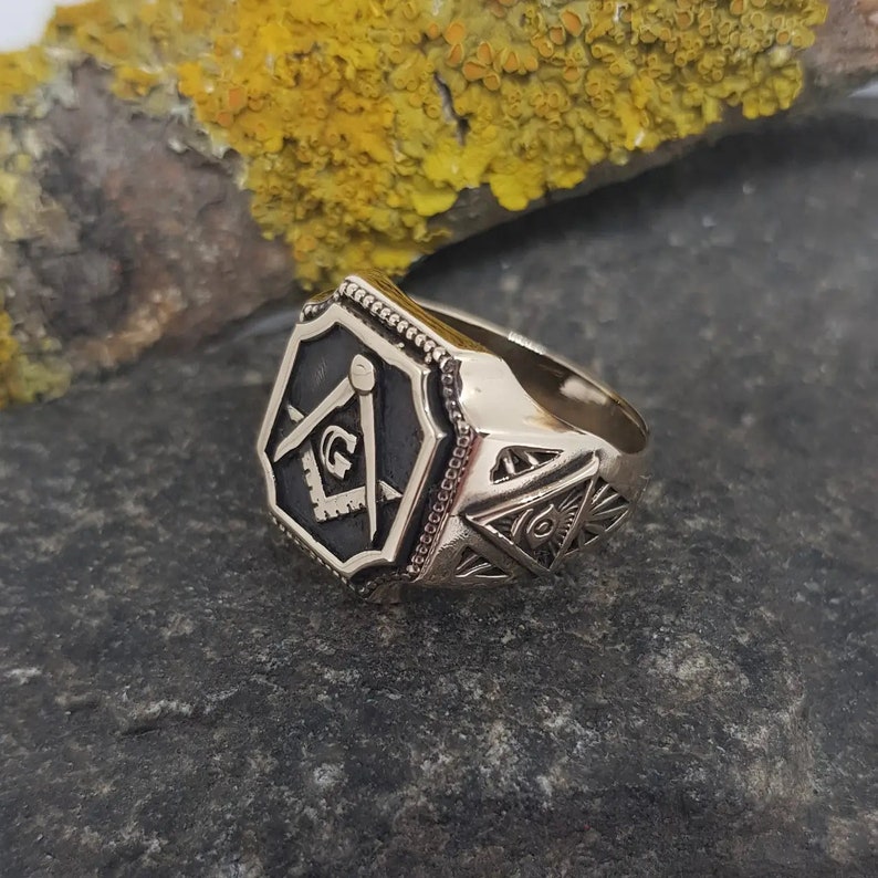 Men's Masonic Ring - Handcrafted 925 Sterling Silver Freemason Master ...