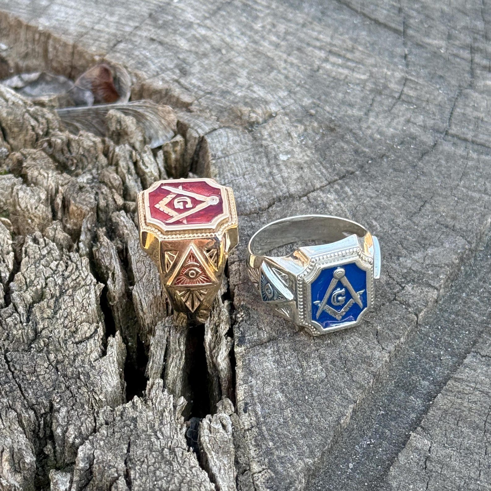 Masonic Ring – Enamel Freemason Ring for Men, Master Mason Signet in ...